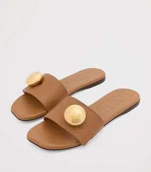 Loewe Leather Slides - Brown