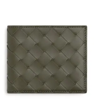 Bottega Veneta Leather Intrecciato Bifold Wallet - Green