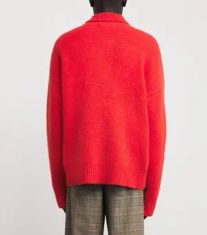 AMI Paris De Coeur Alpaca-blend Polo Sweater