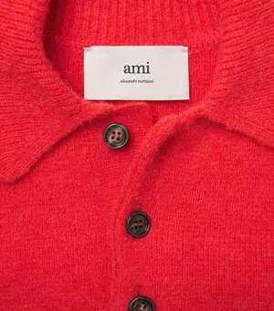AMI Paris De Coeur Alpaca-blend Polo Sweater