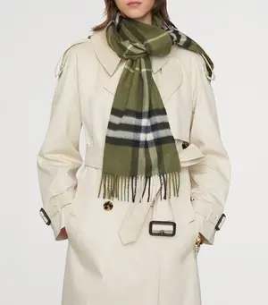 Burberry Cashmere Check Scarf - Green