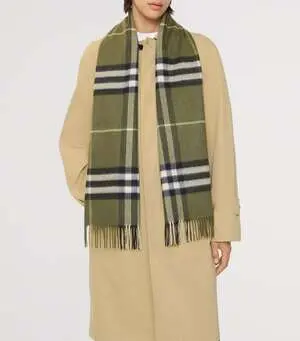Burberry Cashmere Check Scarf - Green