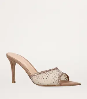 GIANVITO ROSSI Rania 85 Embellished Mules - Brown