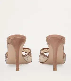 GIANVITO ROSSI Rania 85 Embellished Mules - Brown