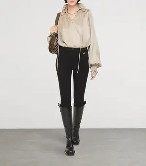 Burberry Stretch Cotton Herringbone Jodhpurs - Black