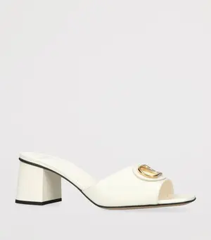Valentino Garavani Leather Vlogo Mules - Beige