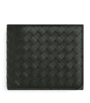 Bottega Veneta Leather Intrecciato Piccolo Bifold Wallet - Green