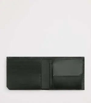 Bottega Veneta Leather Intrecciato Piccolo Bifold Wallet - Green