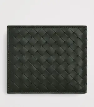 Bottega Veneta Leather Intrecciato Piccolo Bifold Wallet - Green