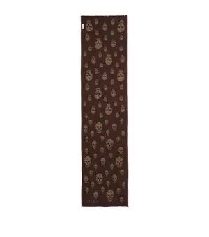 Alexander McQueen Wool Reversible Skull Scarf - Nude