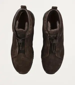 Zegna Suede Triple Stitch Vetta Sneakers - Brown