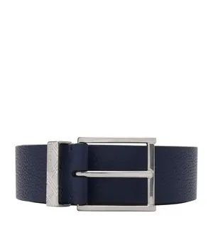 Burberry Leather Check-engraved Belt - Navy