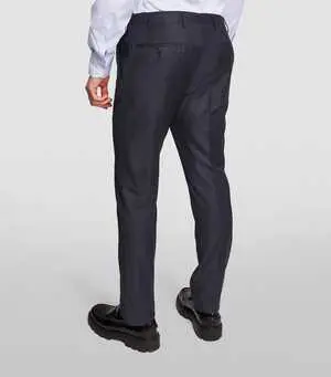 Corneliani Virgin Wool Slim Tailored Trousers - Navy