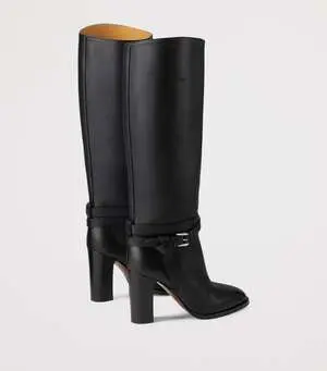 Ralph Lauren Leather Knee-high Boots - Black