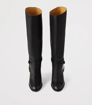 Ralph Lauren Leather Knee-high Boots - Black