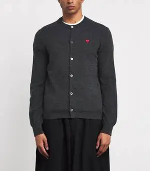 Play Comme Des Garcon Wool Mini Heart Cardigan