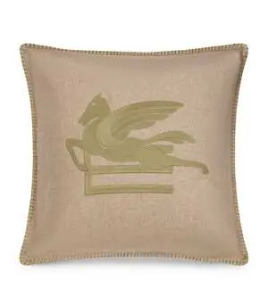 Etro Wool-blend Embroidered Ribot Cushion - Green