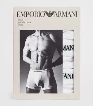 Emporio Armani Stretch-cotton Logo Trunks - White