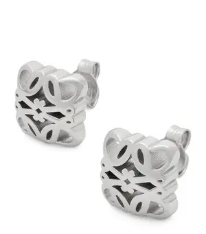 Loewe Anagram Bombé Stud Earrings - Silver