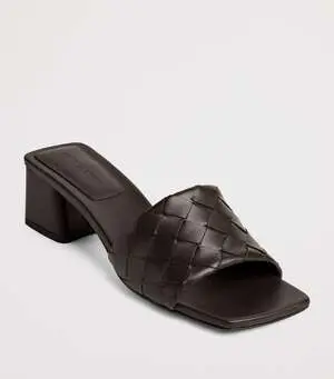 Bottega Veneta Lambskin Parco Heeled Mules - Black