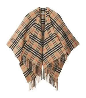 Burberry Wool-cashmere Check Cape - Beige