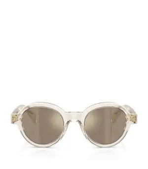Moncler Acetate Me6003 Round Frame Sunglasses - White