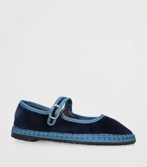 FLABELUS Velvet Montague Mary Janes - Navy
