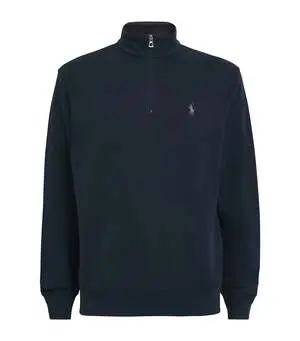 Polo Ralph Lauren Cotton-blend Quarter-zip Sweater - Navy