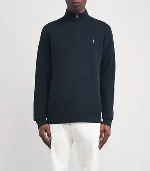 Polo Ralph Lauren Cotton-blend Quarter-zip Sweater - Navy