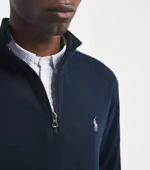 Polo Ralph Lauren Cotton-blend Quarter-zip Sweater - Navy