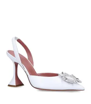 Amina Muaddi Leather Begum Slingback Pumps - White