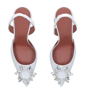Amina Muaddi Leather Begum Slingback Pumps - White