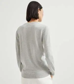 Brunello Cucinelli Cashmere Monili-trimmed Sweater - Grey