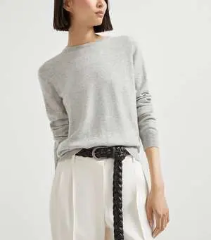Brunello Cucinelli Cashmere Monili-trimmed Sweater - Grey