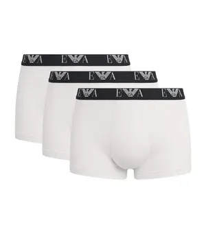 Emporio Armani Stretch-cotton Logo Trunks - White