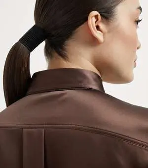 Brunello Cucinelli Stretch-silk Satin Shirt - Brown