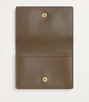 Bottega Veneta Leather Intrecciato Card Holder - Brown