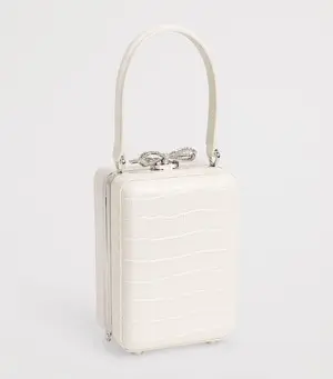 SELF-PORTRAIT Mini Croc-embossed Top-handle Bag - Ivory