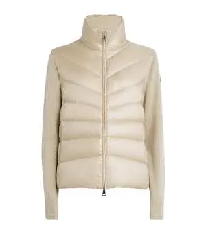 Moncler Down And Wool-trim Panelled Cardigan