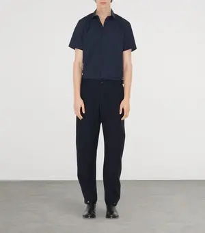 Burberry Stretch-cotton Short-sleeve Shirt - Navy