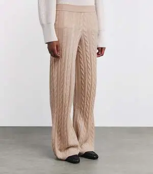 Soft Goat Cashmere Cable-knit Sweatpants - Ivory
