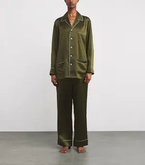 Olivia Von Halle Silk Yves Pyjama Set - Green