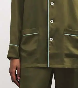 Olivia Von Halle Silk Yves Pyjama Set - Green