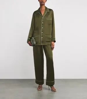 Olivia Von Halle Silk Yves Pyjama Set - Green