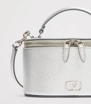 Valentino Garavani Mini Leather Vanity Case Top-handle Bag - Metallic