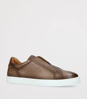 Magnanni Leather Slip-on Sneakers - Beige