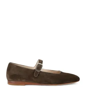 Women's Suede Mary Jane Ballet Flats