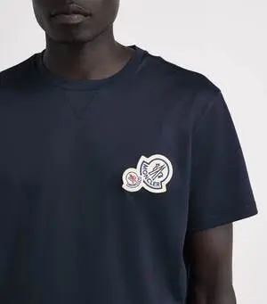 Moncler Cotton Double Logo T-shirt - Blue