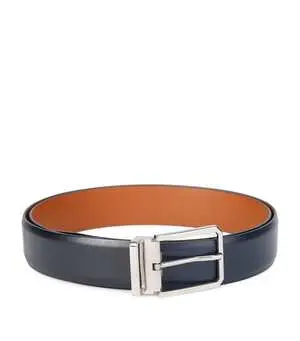 Santoni Leather Belt - Navy