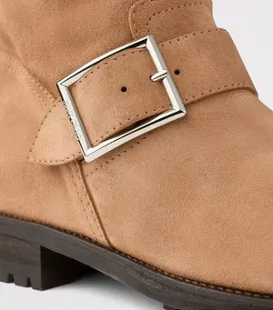 JIMMY CHOO Biker Mid Suede Boots - Beige
